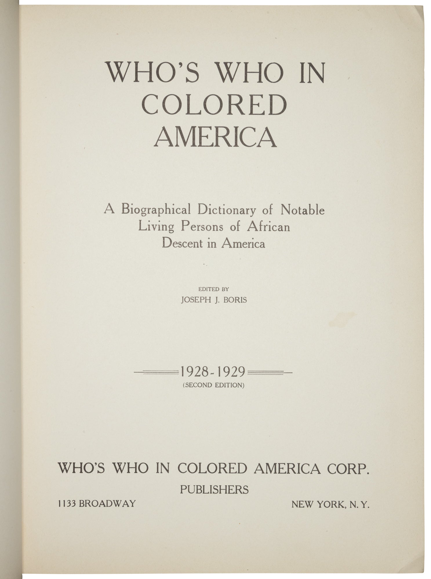 Who's Who in Colored America, 1928-1932 | Who's Who African American